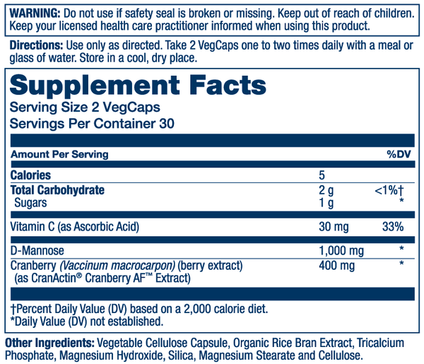 D-Mannose With Cranactin Cranberry Extract 1000mg – Solaray