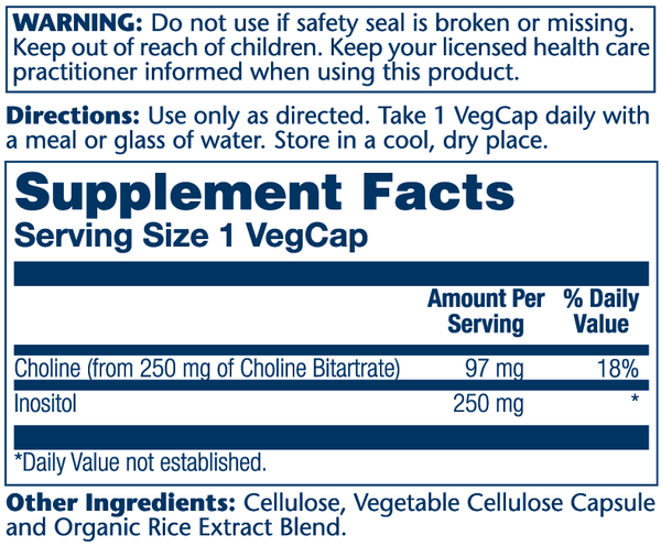 Choline & Inositol 250mg – Solaray