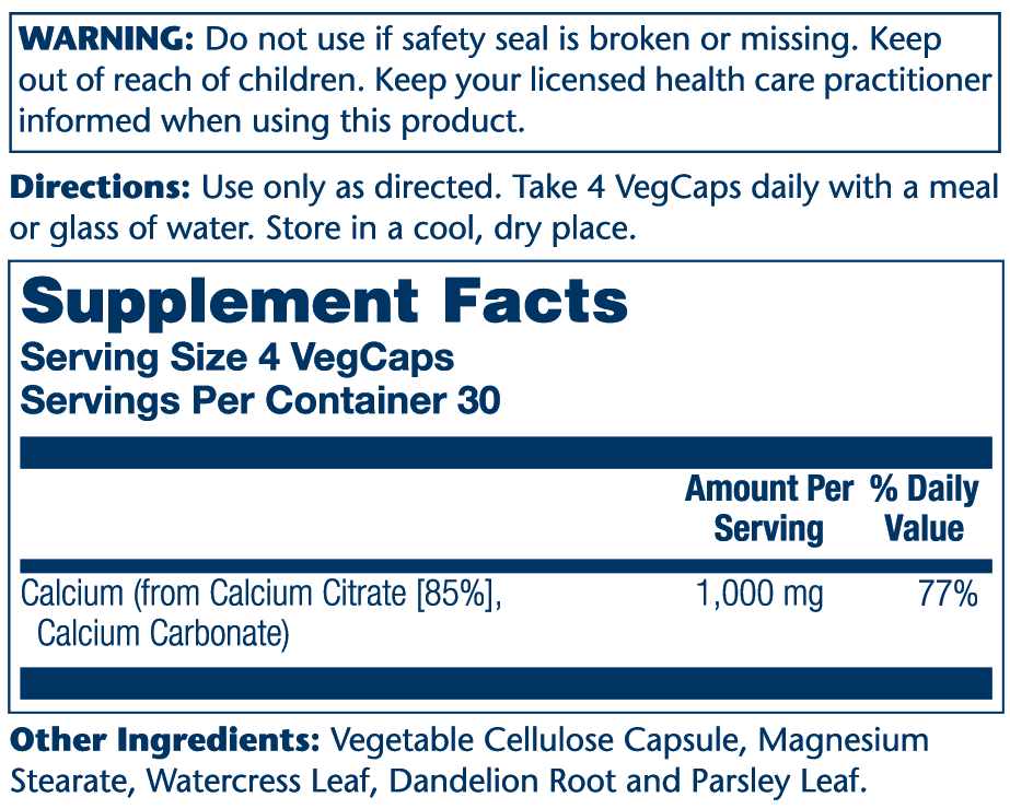 Calcium Citrate 1000mg – Solaray